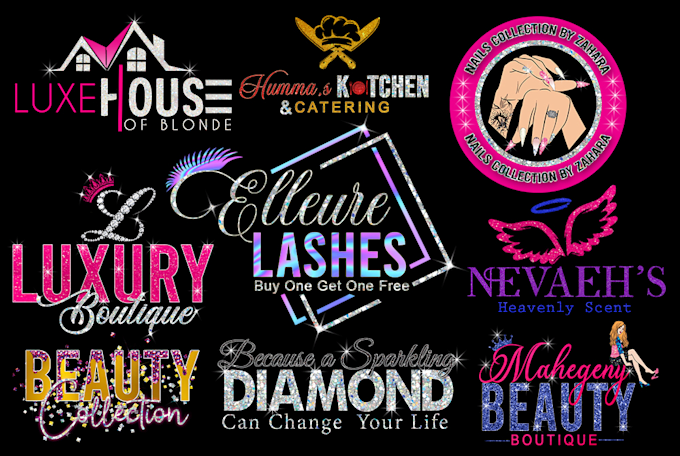 Do bling beautiful feminine glitter sparkle logo in 4hours by Nighat ...