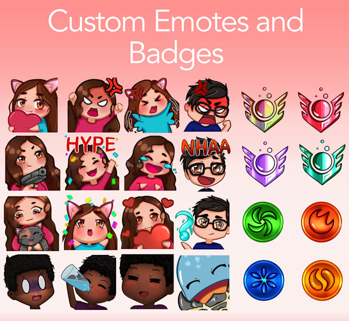 Create custom emotes and badges for you by Yukilv | Fiverr