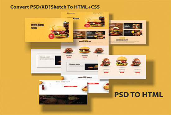 Convert psd xd sketch figma to html css using bootstrap by ...