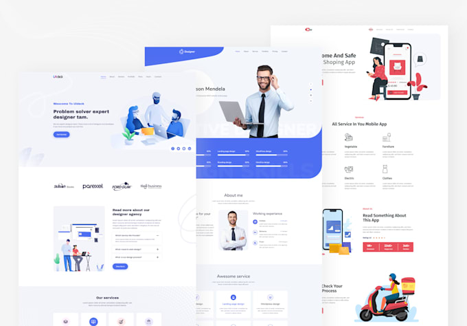 Create ui ux website landing page psd template design by Uidesigner45 ...