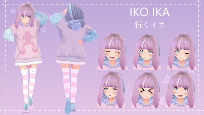 Create custom vroid vtuber models for vtubing by Llamadoodles | Fiverr