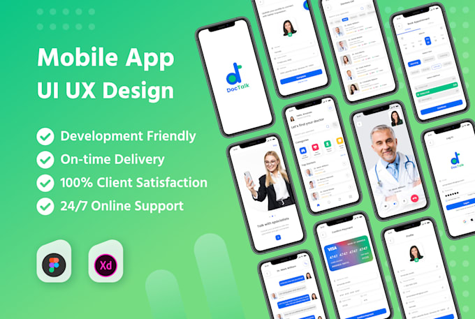 Create unique mobile app ui ux design with figma, adobe xd by ...