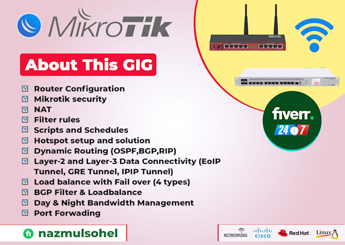 Able to do mikrotik router configure and support your network issue by ...