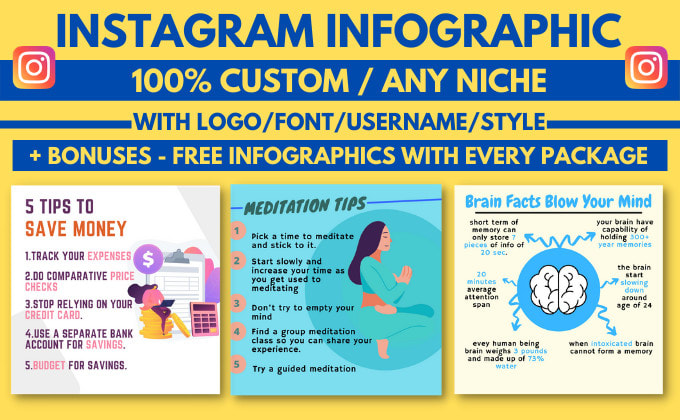 Design instagram infographics any niche by Zeelock | Fiverr