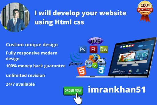 Develop html css responsive websites by Imrankhan51 | Fiverr
