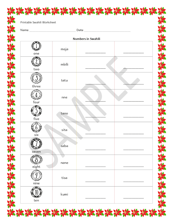 Create english to swahili children worksheets by Itsmaimani | Fiverr