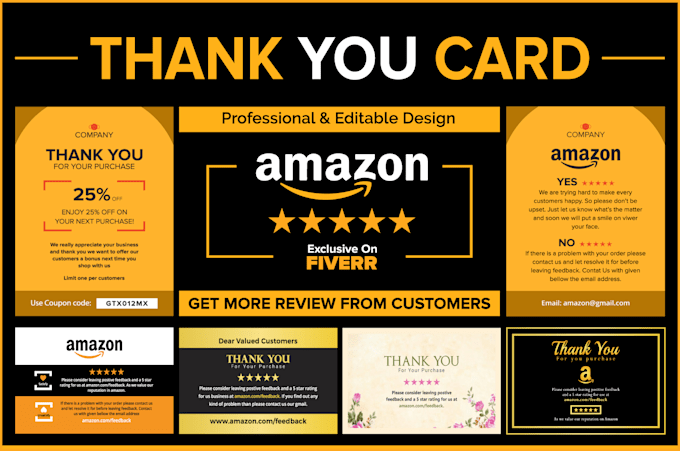 Design amazon thank you card, product insert, package insert by ...
