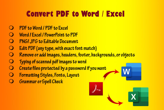 Convert pdf, jpg, and png to word or excel by Paswathsala | Fiverr