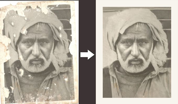 Restore damage photograph without colors with real editing by ...