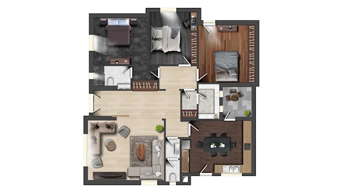 Design professional 2d floor plan with photoshop by Fl_archviz | Fiverr