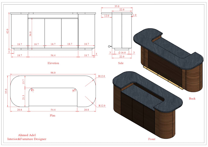 Design bar with shop drawing using solidworks by Ahmedadel890 | Fiverr