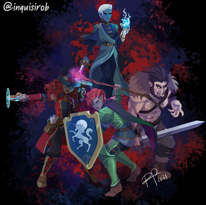 Illustrate your dungeons and dragons party by Inquisirob | Fiverr