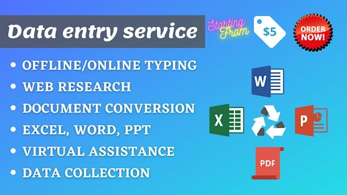 Do data entry, web scraping, excel, typing, copy paste work by ...