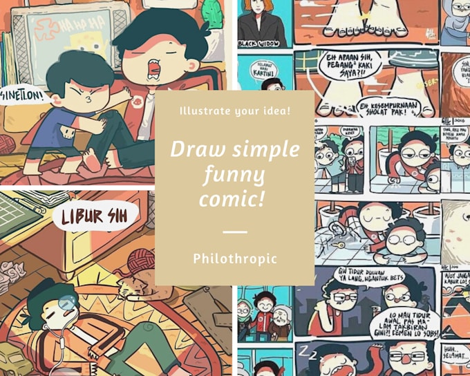 Create simple funny comic or cartoon characters by Philothropic | Fiverr
