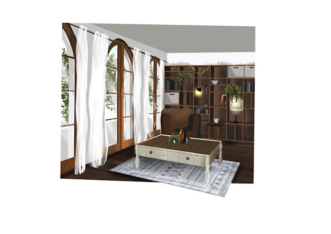Hand draw 3d interior renderings by Matayadavies | Fiverr