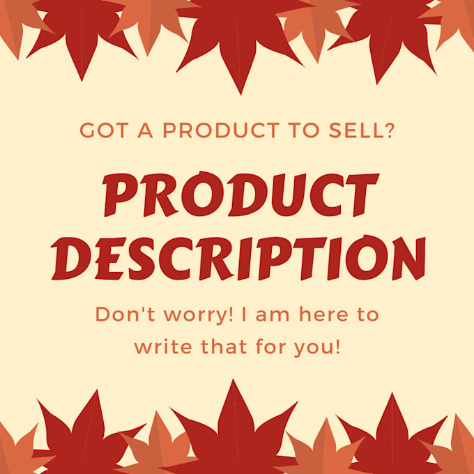 Write captivating descriptions for your products by Faeezasaleemh | Fiverr