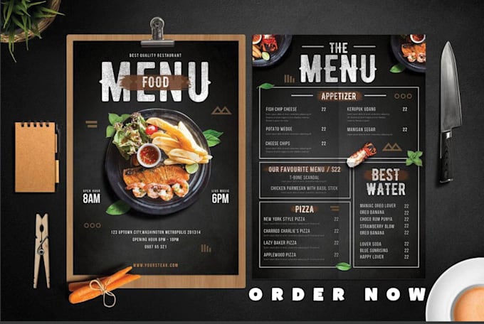 Do modern restaurant menus design trifold design for you by Fahim ...