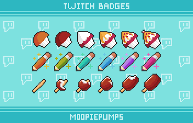 Create pixel art badges for your twitch channel by Moopiepumps | Fiverr