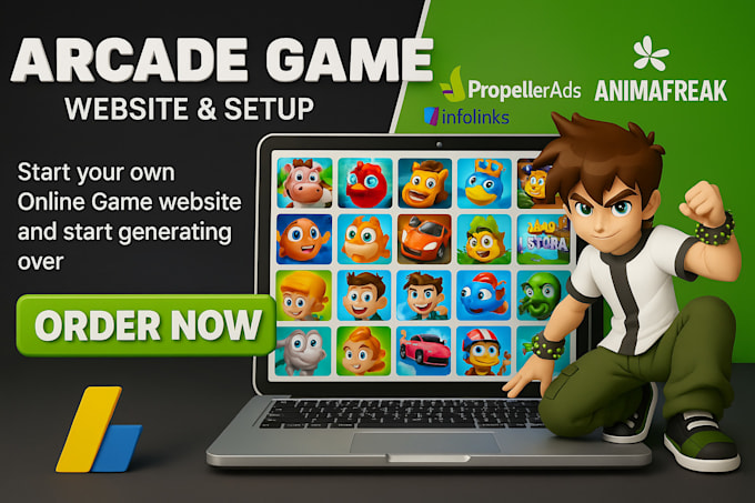 Create the best html arcade game website monetized with ads for you to ...