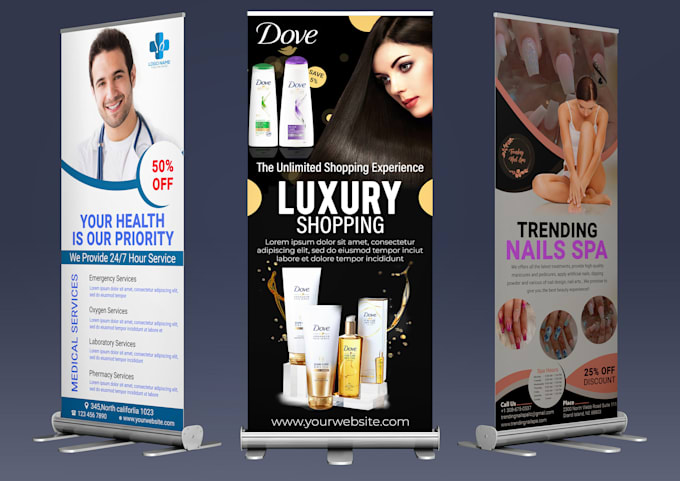 Design roll up banner, retractable, billboard, standee, pop up, pull up ...