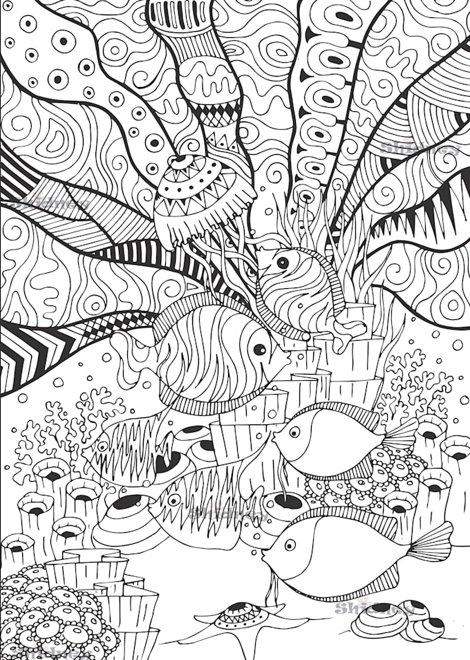 Do hand drawn coloring book pages for adults by Kulunu_97 | Fiverr