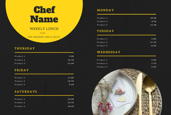 Do modern restaurant menu design by Taipvocii | Fiverr