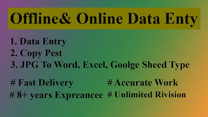 Do fast offline or online data entry and web research by Gausulazam | Fiverr