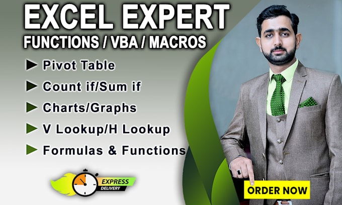 Do microsoft excel, excel vba, excel formulas, excel macros and google sheets by Shaban371 | Fiverr
