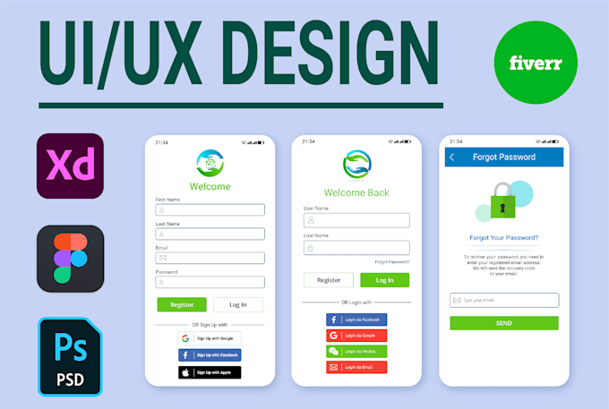 Design your mobile app ui, wireframe, and prototype design by Graphics_hub2 | Fiverr