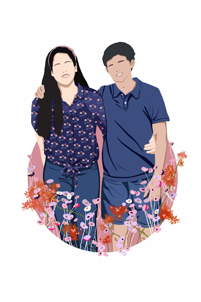 Create cute digital portraits in hand drawn style by Sarikakandasamy ...