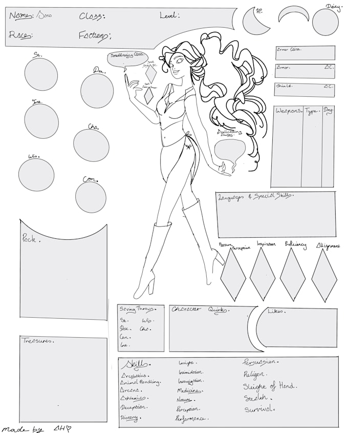 Make you a complete custom dnd sheet by Kitteniscrafty | Fiverr