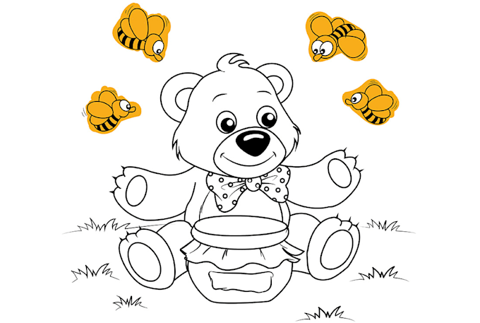 Draw simple black and white cartoon line art illustration by Cartoonlab ...