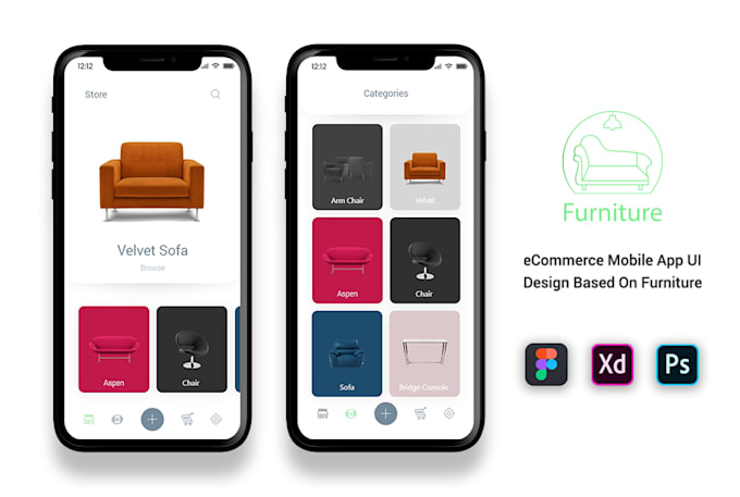 Create ecommerce mobile app ui ux design using figma, adobe xd and ...