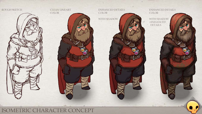 Create isometric character concept art by Goldenskullart | Fiverr