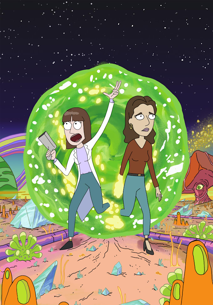 Draw you in the rick and morty multiverse by Miguelscanvas | Fiverr