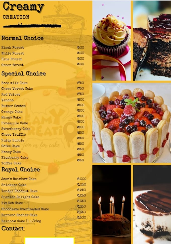 Make menu card for customers wish with first 5 orders free by Nanuz ...