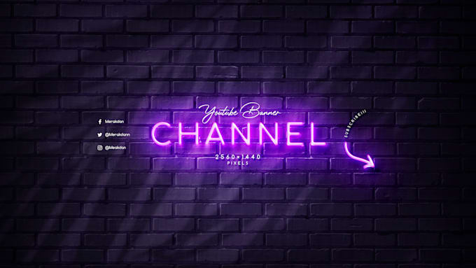 Create neon banner or channel art for youtube, twitch or facebook by ...