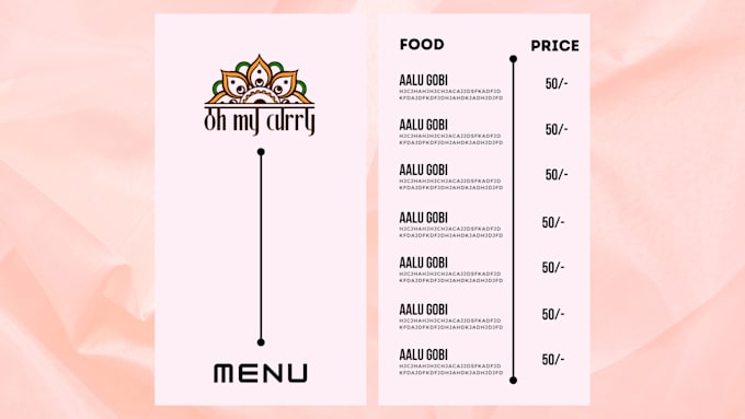 Design price list, price menu or rate card design by Gunjii410 | Fiverr