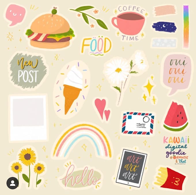 Draw cute sticker designs or drawings by Ramlet | Fiverr