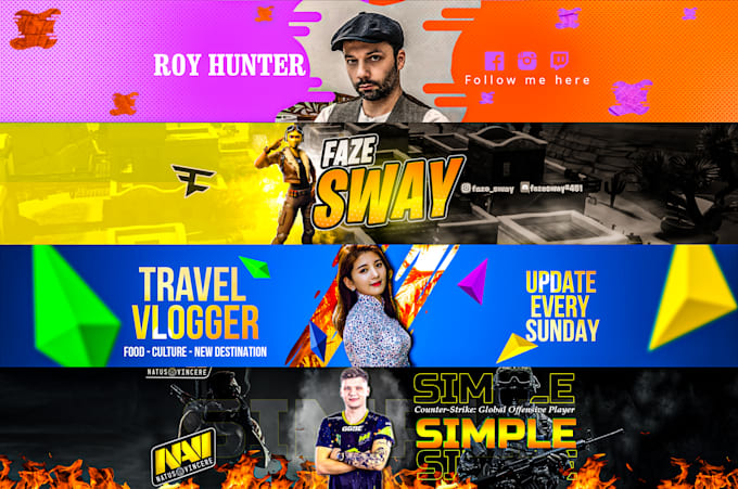 Design an eye catching youtube banner by Cofixstudio | Fiverr