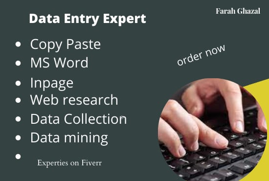 Do data entry, data input, data extraction, data collection, data mining by Farahghazal | Fiverr