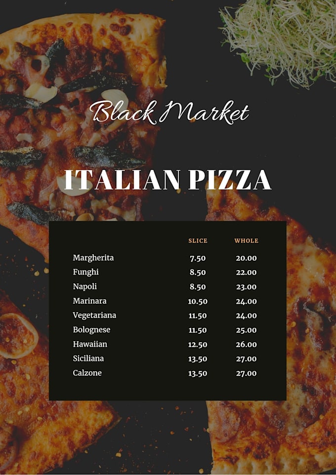Create a very creative and attractive menu card by Akshada_parab | Fiverr