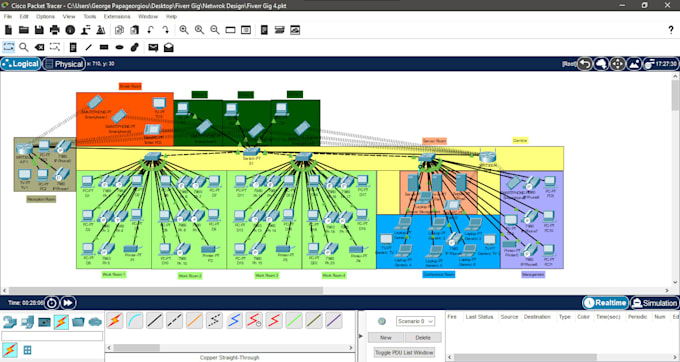 Create network design using cisco packet tracer by Geopap001 | Fiverr