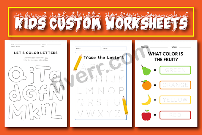 Design kids preschool worksheets for all subjects by Gul_designs | Fiverr