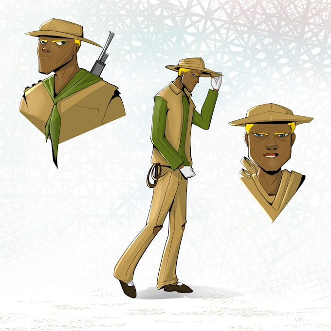 Draw character design concept art and character spreadsheet or ...