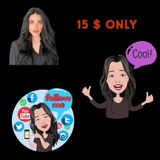 Create whatsapp and telegram cartoon sticker from your photo by ...