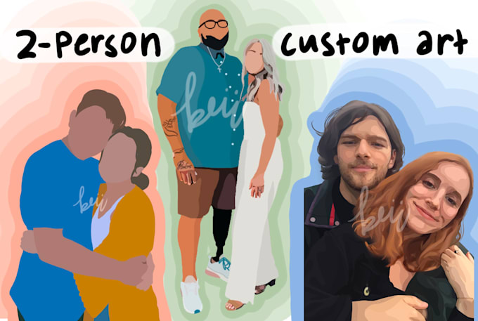 Create a custom illustration or couple portrait from photo by ...