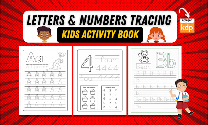 Provide 200 alphabet and number tracing interior pages for kdp, etsy by ...