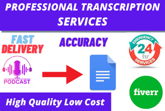 Do podcast transcription, youtube, interview, video and webinar transcription by Ismaeel96 | Fiverr