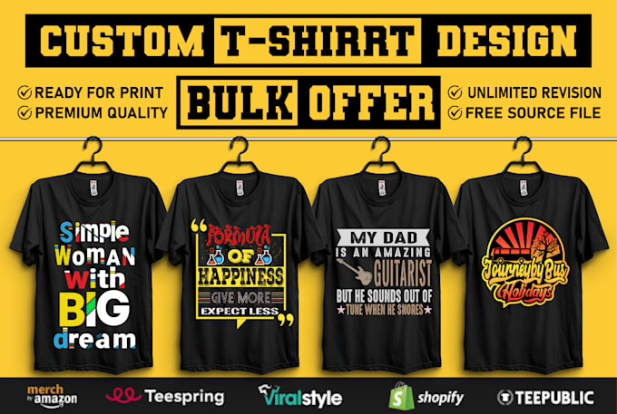 Create bulk t shirt design and custom t shirt design for you by ...